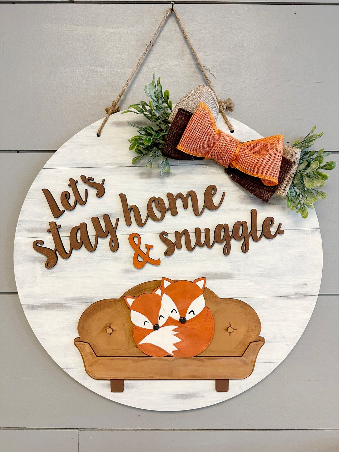 Foxes Wooden Door Hanger / Snuggle Fox Wood Sign - Etsy