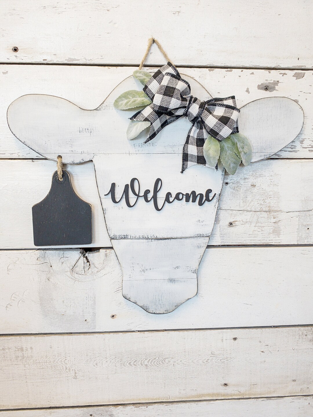 Cow Door Sign / Door Hanger Front Door / Farmhouse Cow Decor - Etsy