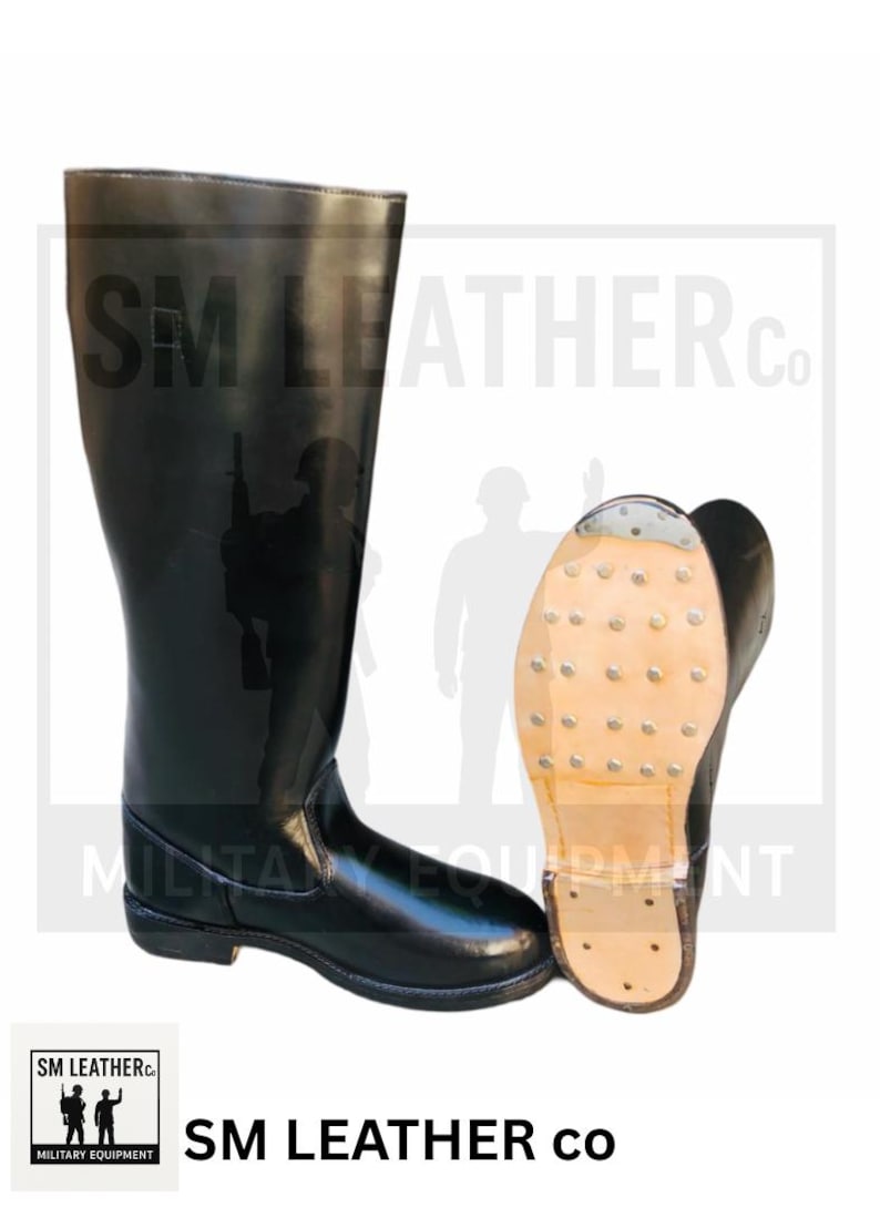 Handmade German Army Leather Jack Boot Leather Sole With Hobnails and Heel Plate. German Boot ...