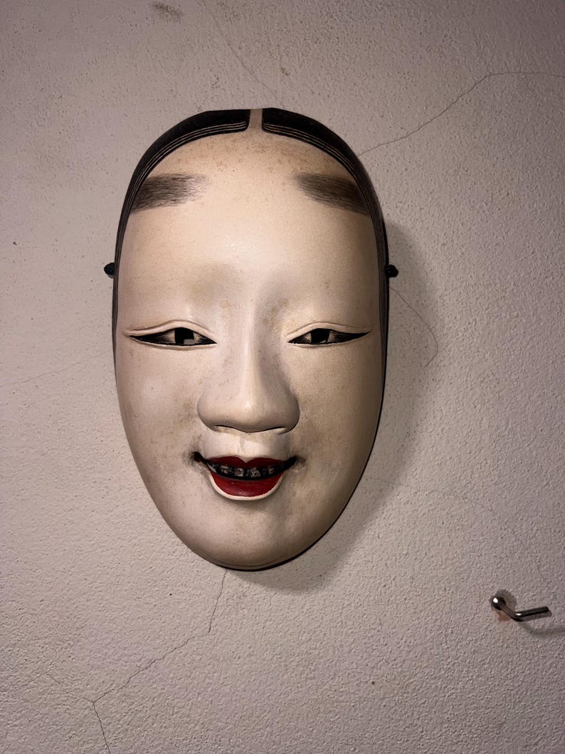Japanese Noh Mask - Hand Carved Wood "ko-omote" (young Woman) - Signed ...