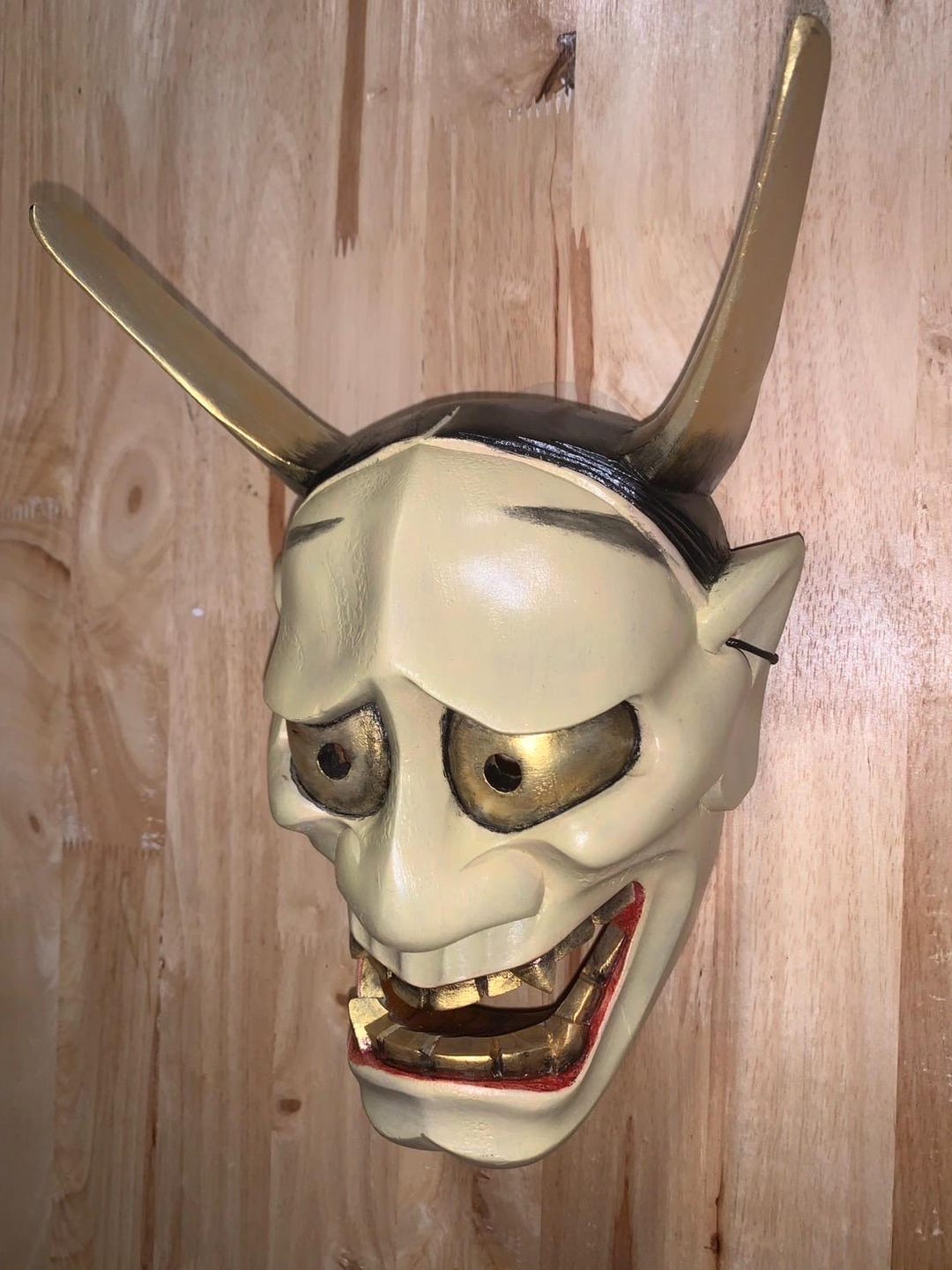Vintage Wooden Hannya Mask Japanese Noh Theatre Carved Demon Oni Mask ...