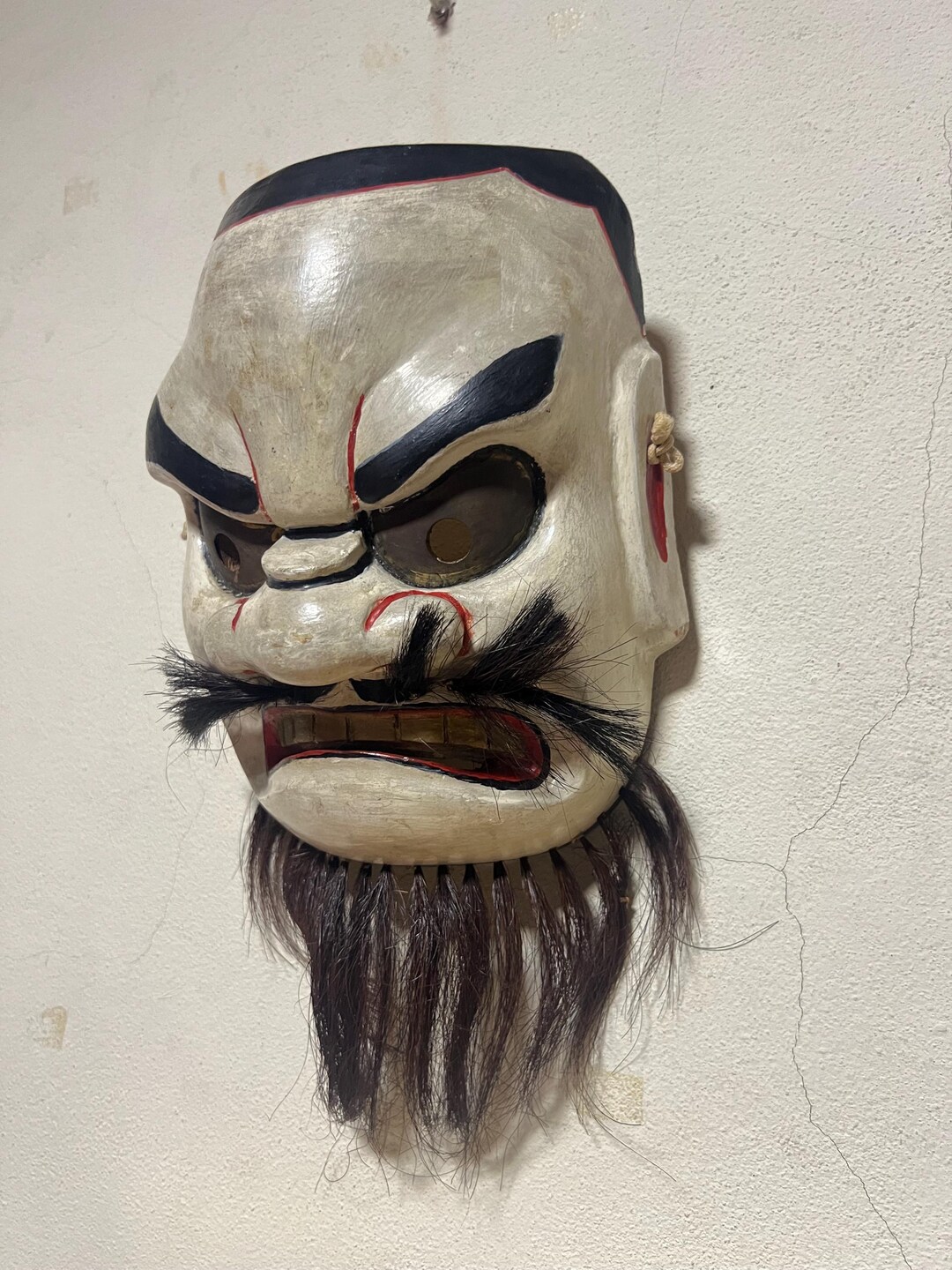 Dated 1962 Vintage Japanese Kagura Mask - Signed Hand-carved Wood 鍾馗 ...