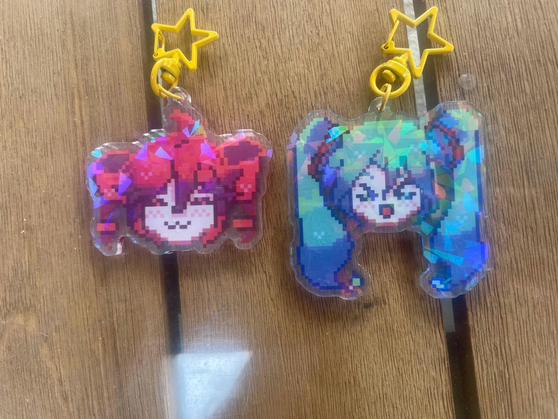 Hatsune Miku and Teto Kasane Pixel Art Charms / Keychain - Etsy