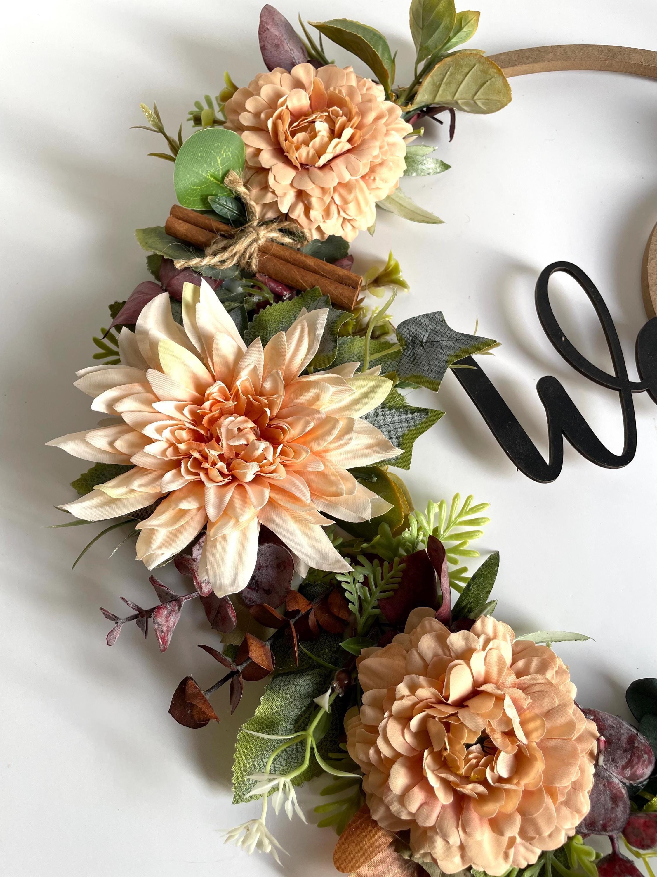 Rustic Welcome Wreath, Farmhouse Front Door Decor, Handmade Floral Door ...