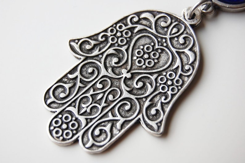 Hamsa Hand Key Chain Handmade Evil Eye Silver Plated | Etsy