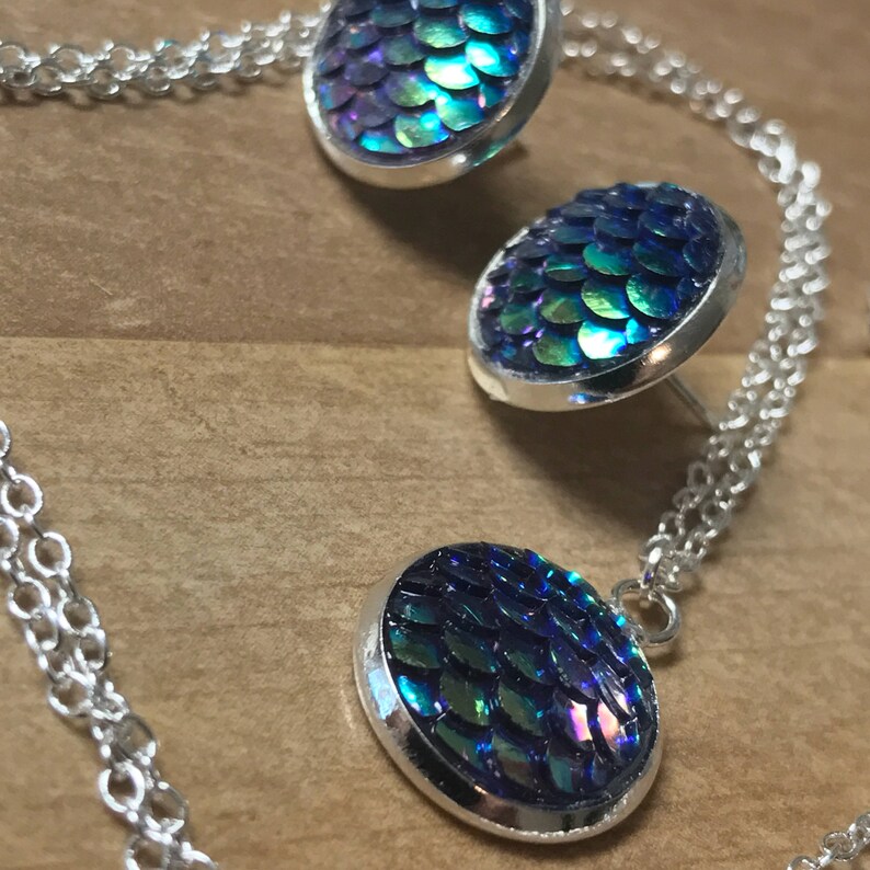 Mermaid Jewelry Set Mermaid Earrings-mermaid Necklace-silver Plated ...