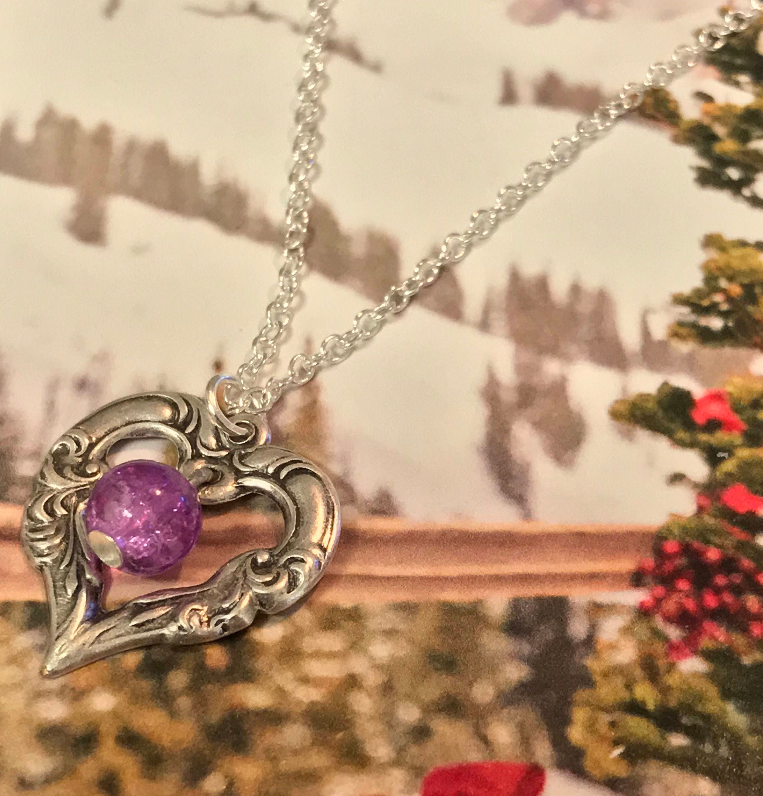 SALE! Purple Heart Set- Angel jewelry~purple jewelry-silver necklace ...