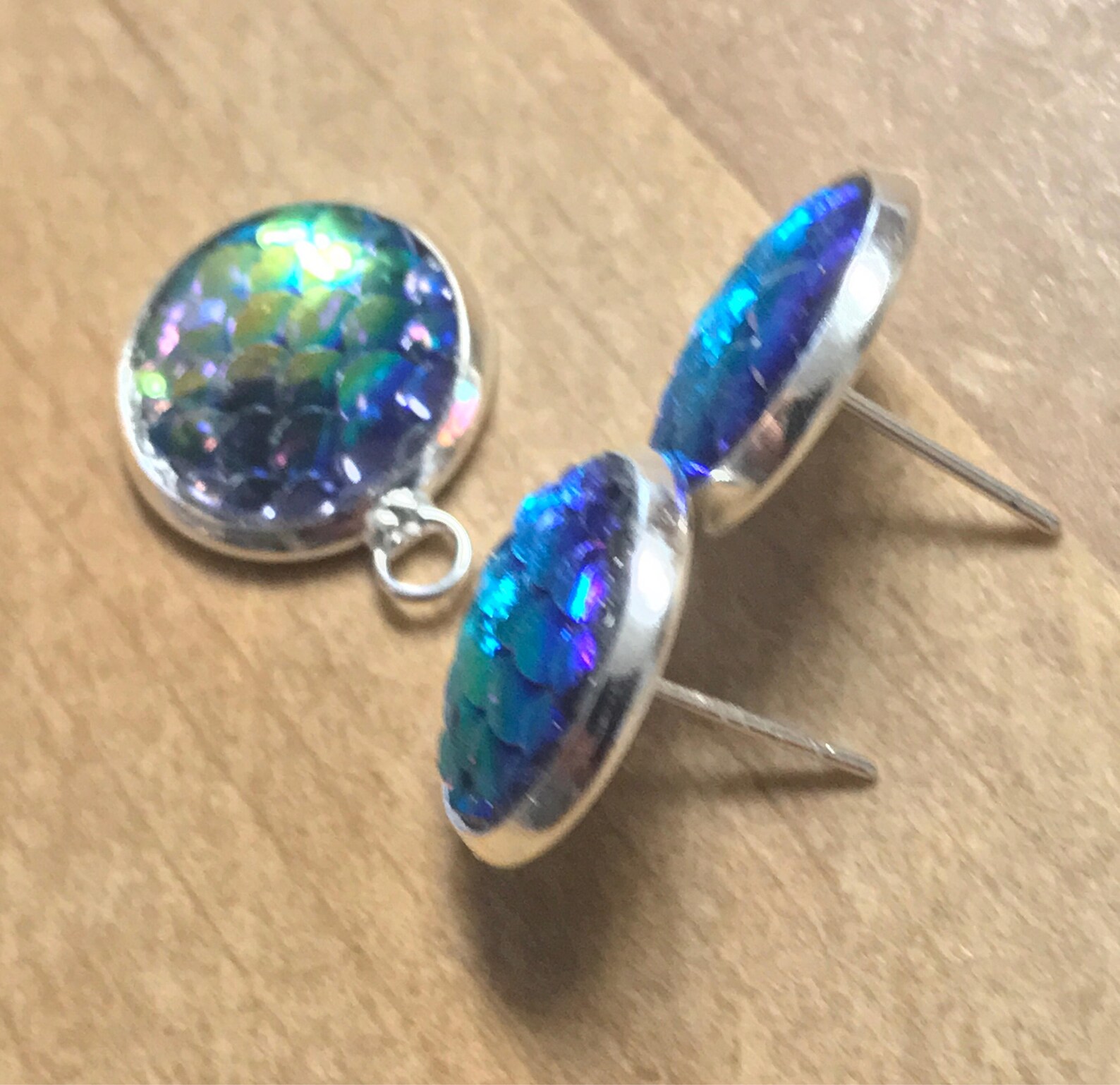 Mermaid Jewelry Set Mermaid Earrings-mermaid Necklace-silver Plated ...