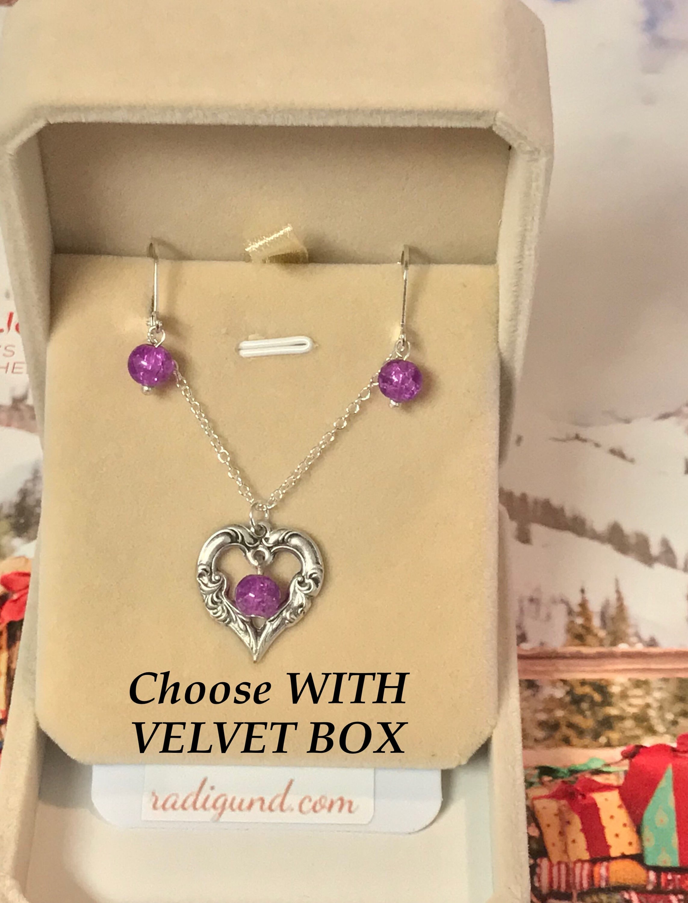 SALE! Purple Heart Set- Angel jewelry~purple jewelry-silver necklace ...