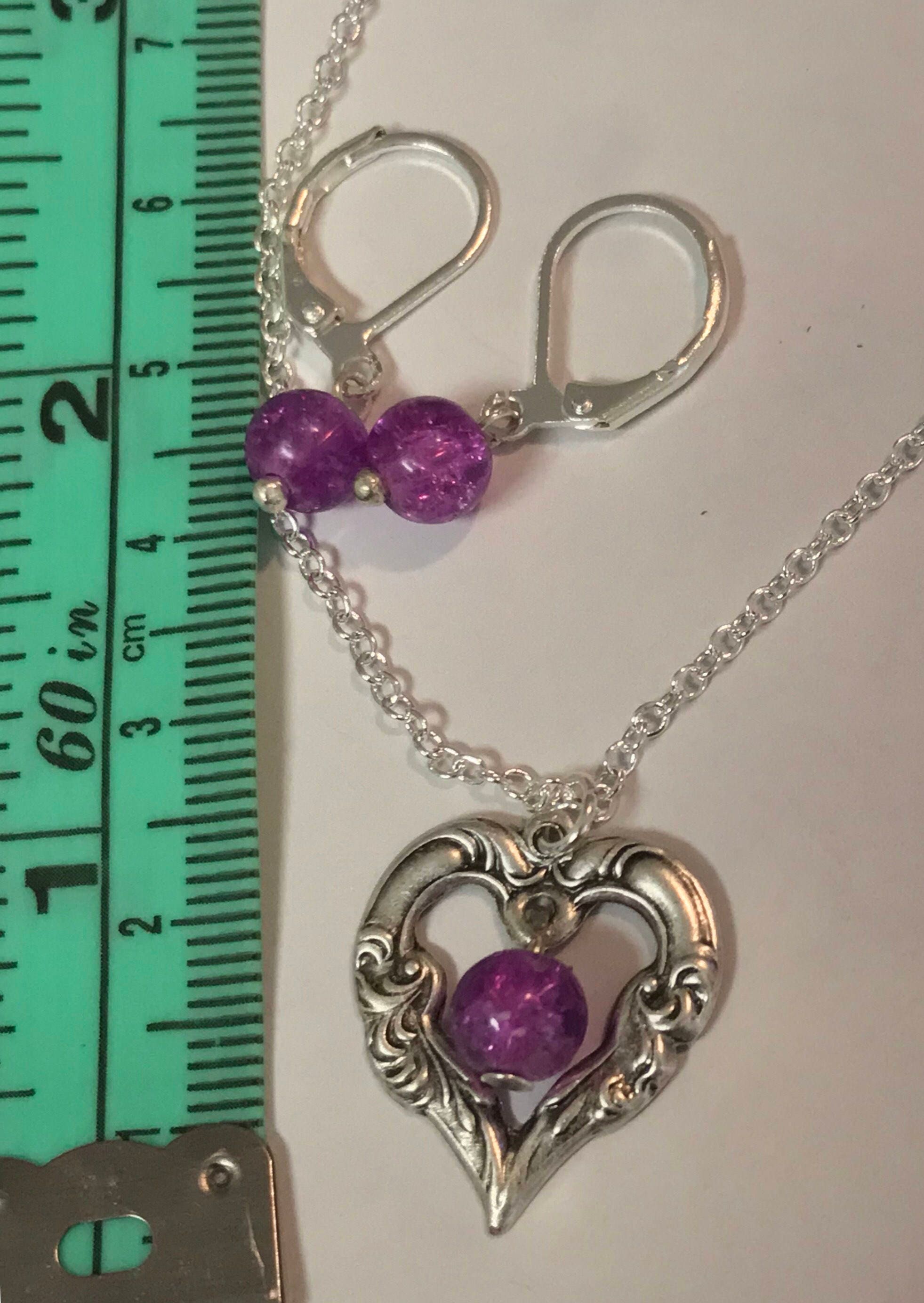 SALE! Purple Heart Set- Angel jewelry~purple jewelry-silver necklace ...