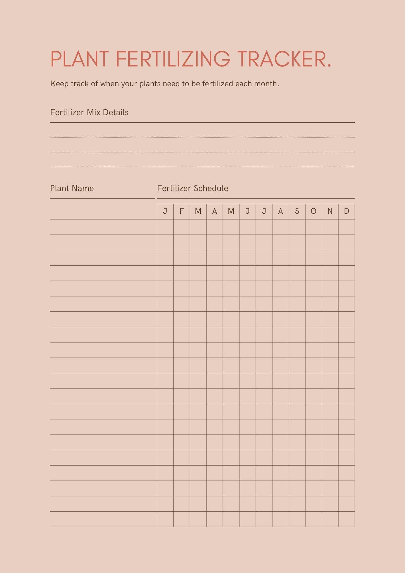 Fertilizer Log for Plants Printable | Minimalist Plant Care Tracker ...