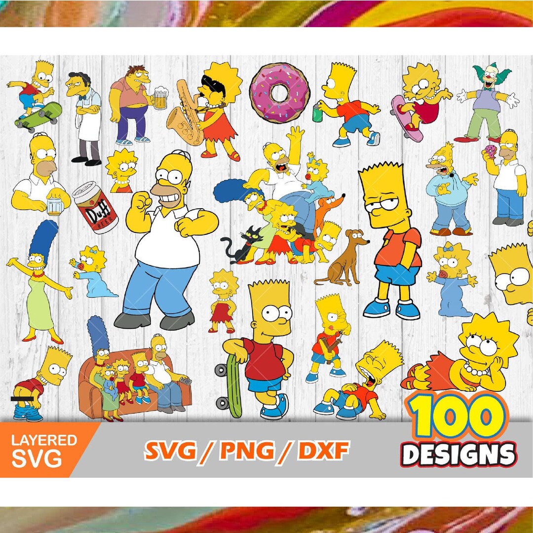 Simpsons Clip Art Bundle, Simpsons Svg Cut Files for Cricut ...