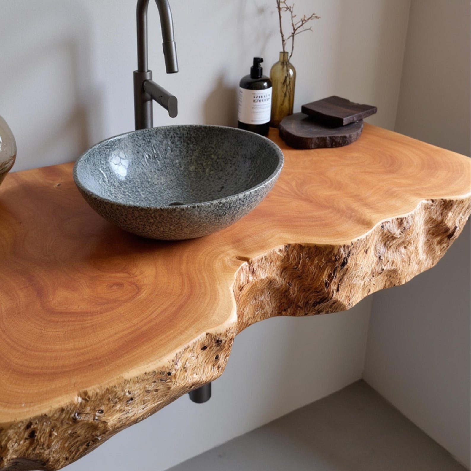 Wood Bathroom Vanity Rustic Floating Vanity Live Edge Furniture ...