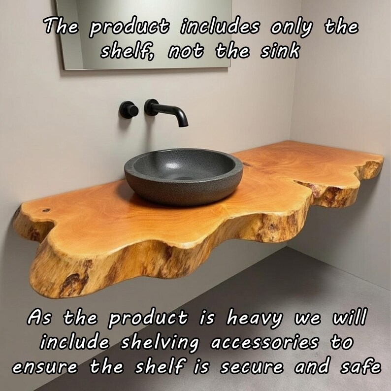 Live Edge Wood Vanity Shelf Wall Mounted Shelves Bathroom Countertop ...