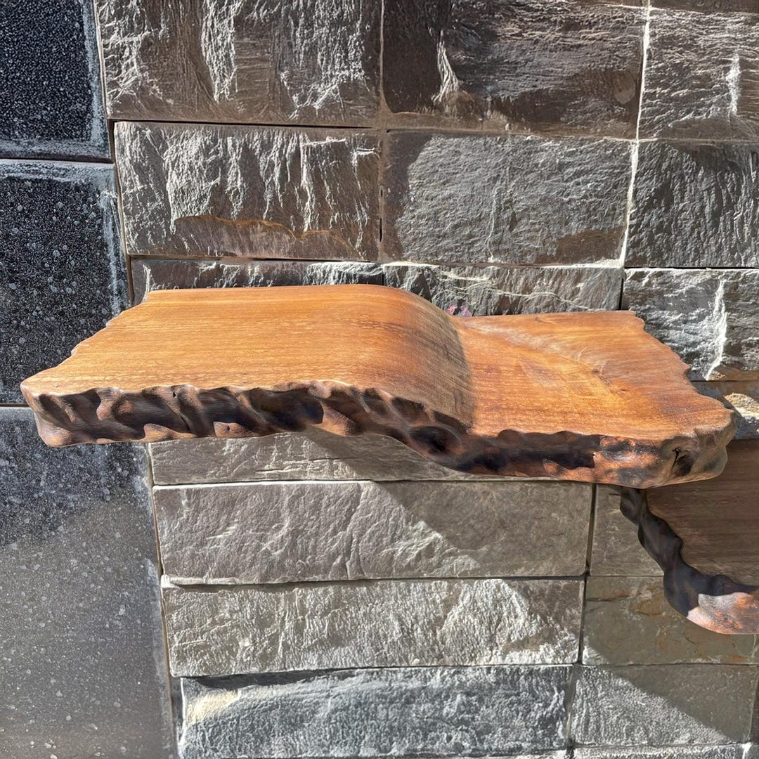 Floating Live Edge Bookshelf Wall Mount Wavy Shelf Solid Wood ...