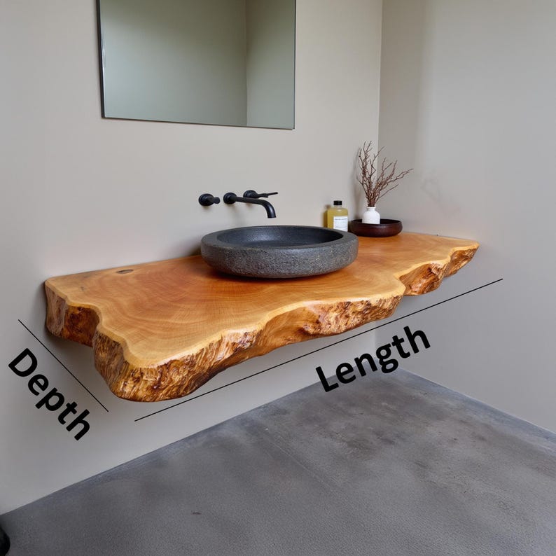 Wood Bathroom Vanity Rustic Floating Vanity Live Edge Furniture ...