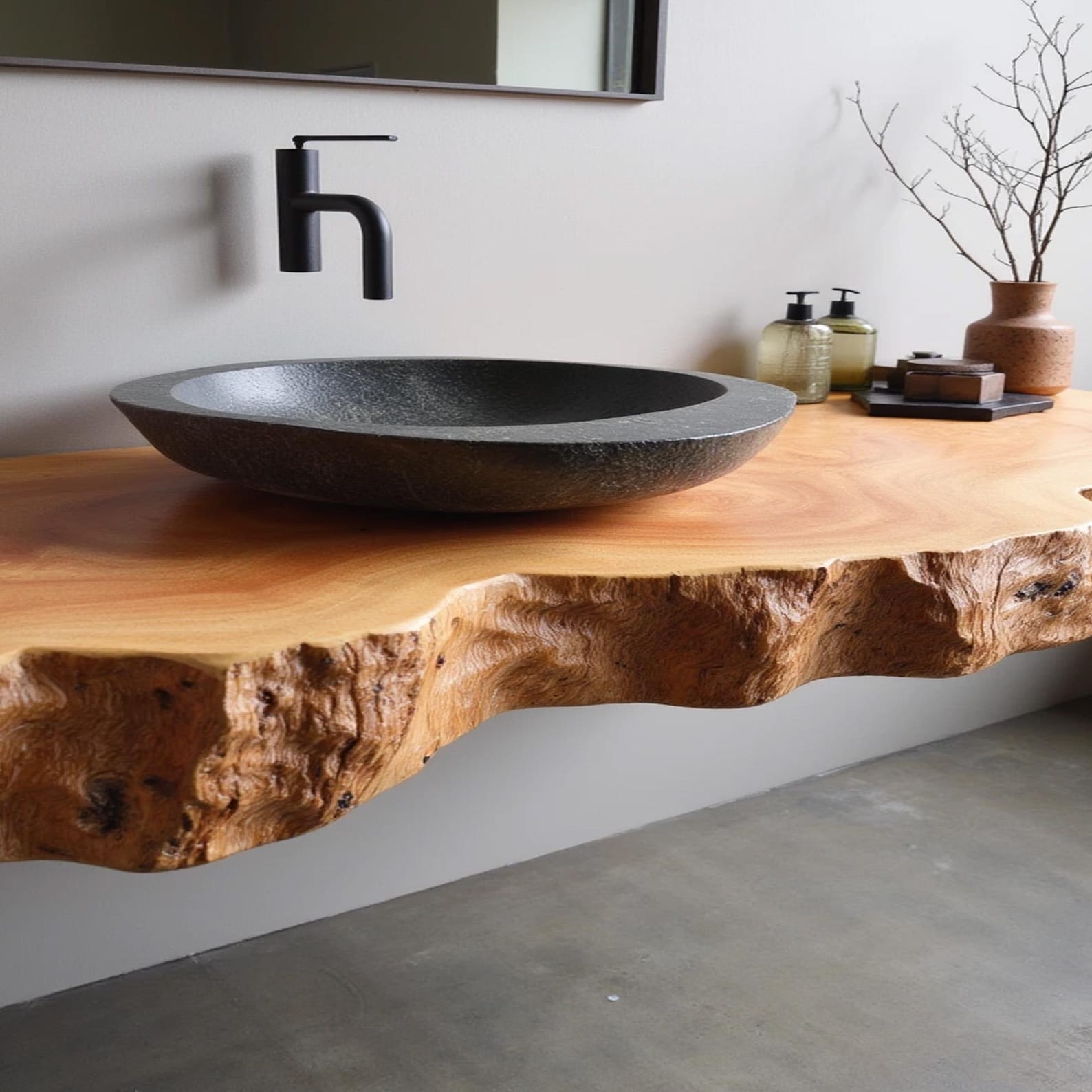 Wood Bathroom Vanity Rustic Floating Vanity Live Edge Furniture ...