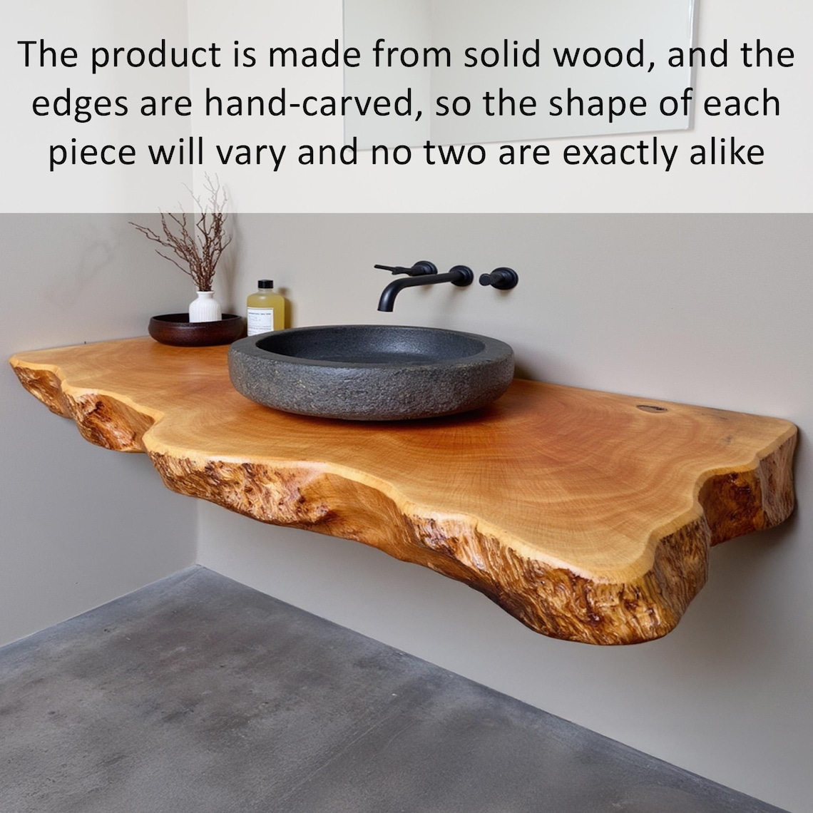 Wood Bathroom Vanity Rustic Floating Vanity Live Edge Furniture ...