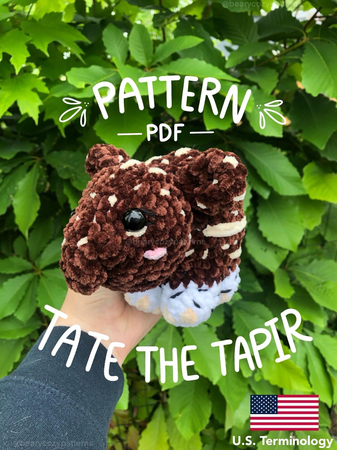 Tate the Tapir Crochet Plushie Pattern - Etsy