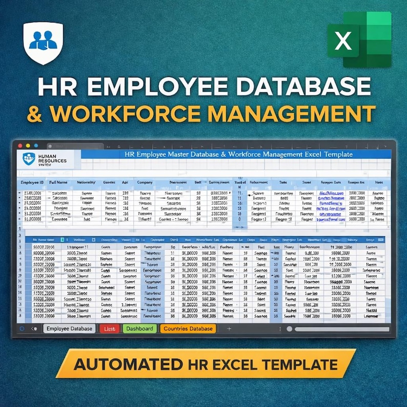 HR Employee Database Excel Template | Workforce Management Dashboard ...