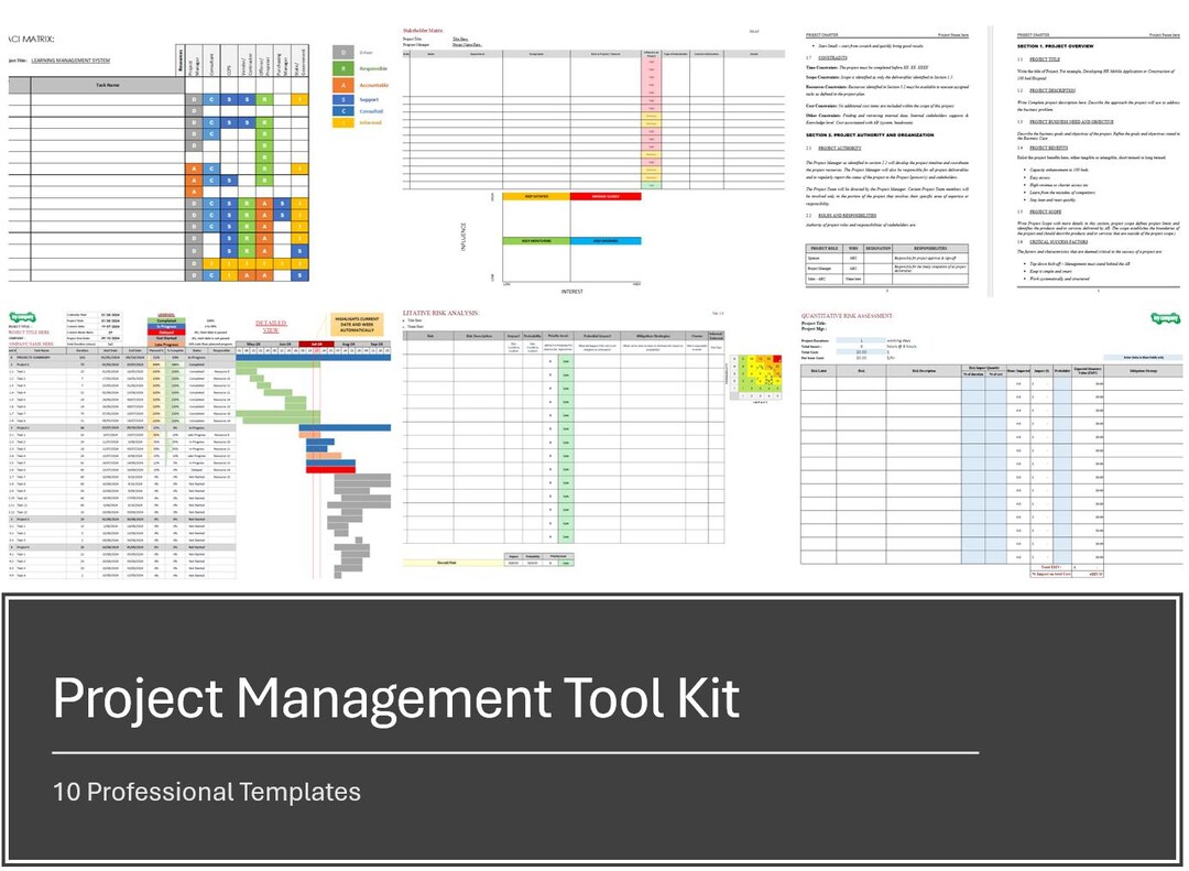 Project Management Toolkit as per PMP | 10 Printable Templates for ...