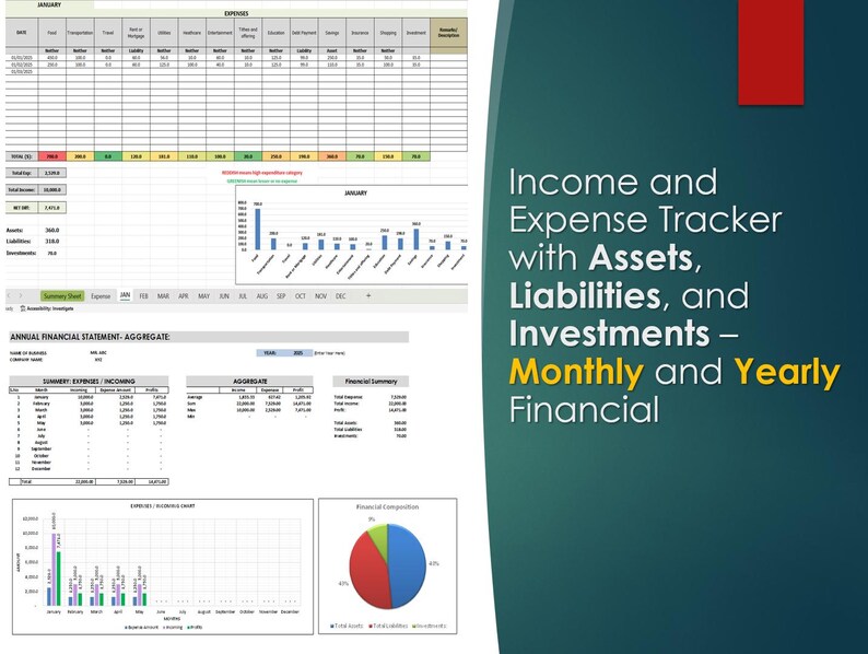 Ultimate Income Expense Tracker Excel | Monthly Yearly Financial ...