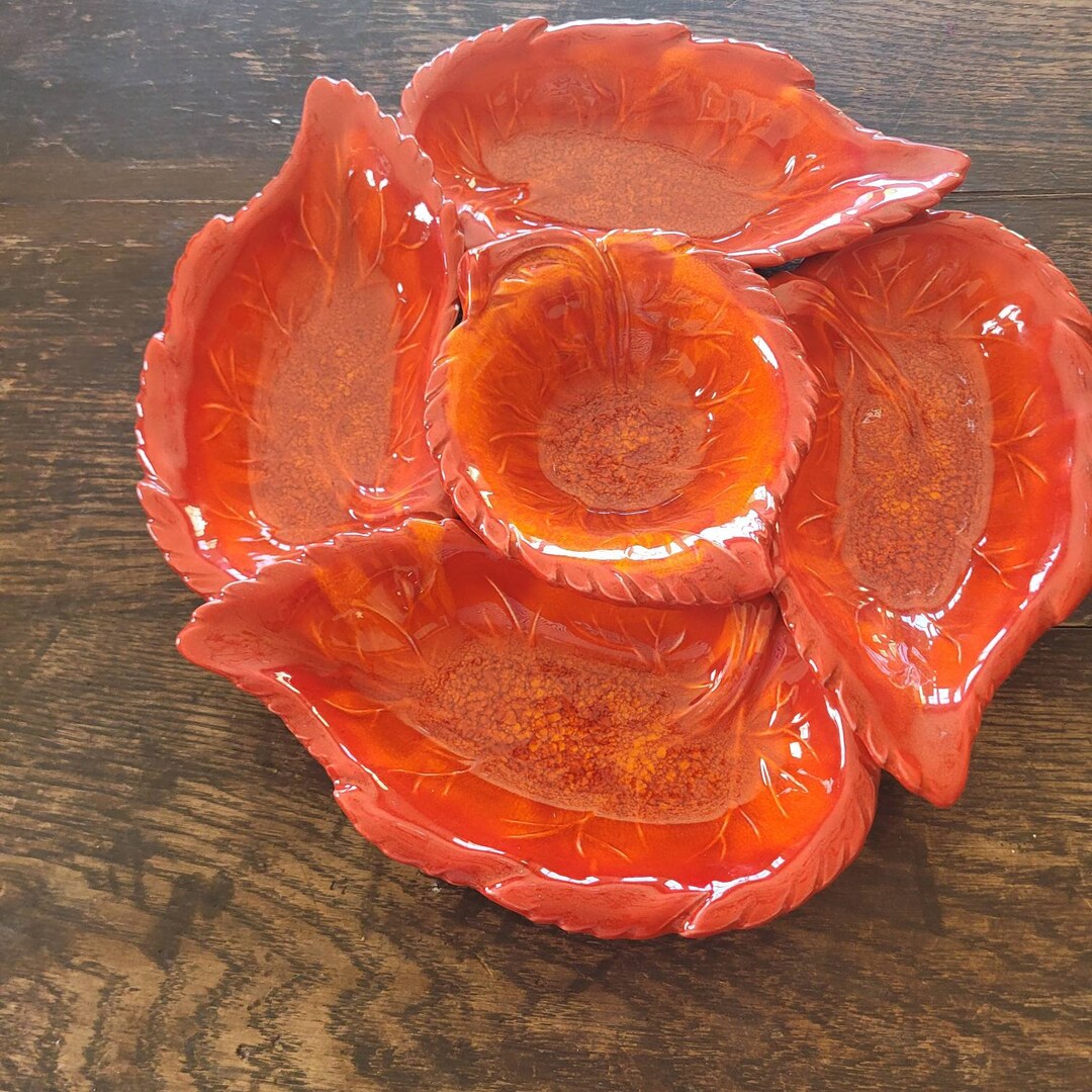 Vintage MCM California Pottery 594 Orange Chip Dip Relish - Etsy