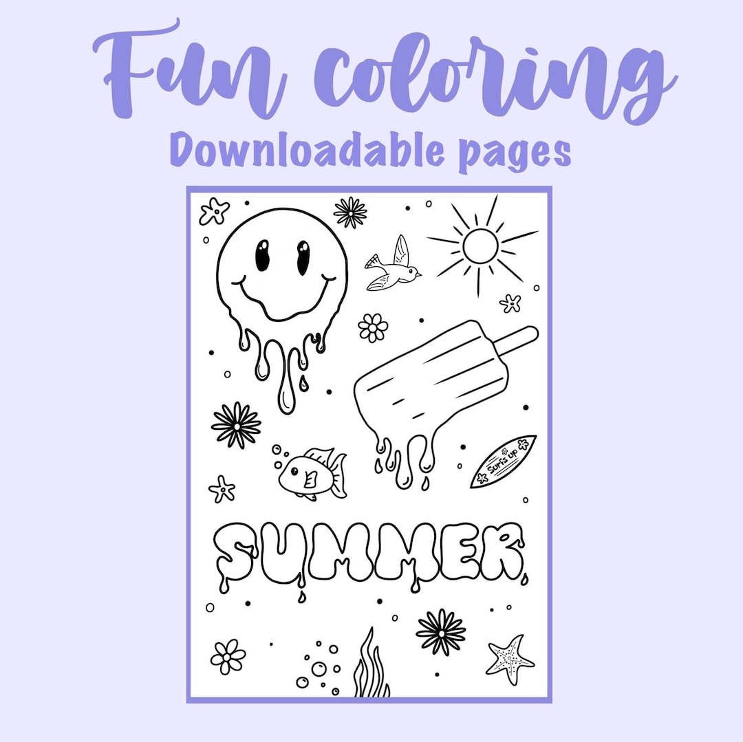Cute Coloring Pages | Summer | Printable | 1 Digital Files - Etsy