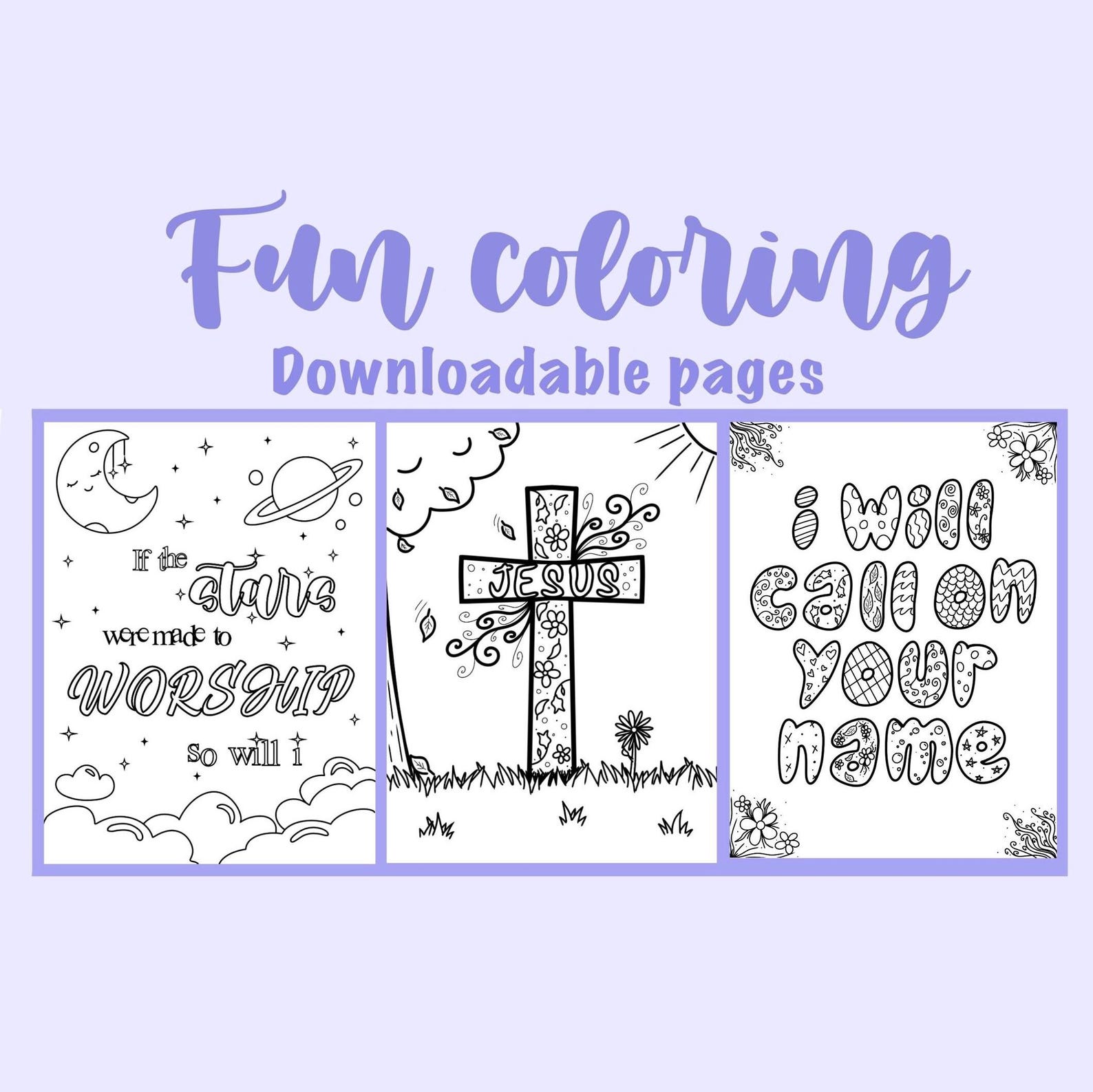 Cute Christian Coloring Pages | Printable | 3 Digital Files - Etsy