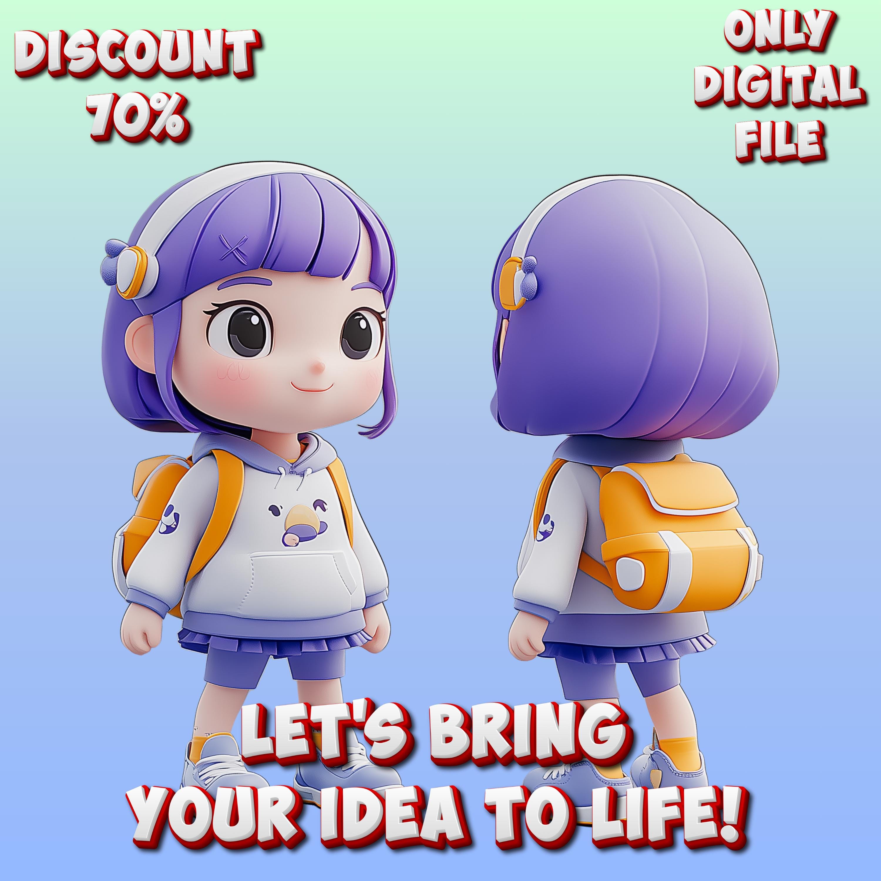 Custom 3D Cute Character Model – Anime Style for Vroid, Avatar, Game ...