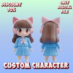 Custom 3D Cute Character Model – Anime Style for Vroid, Avatar, Game ...