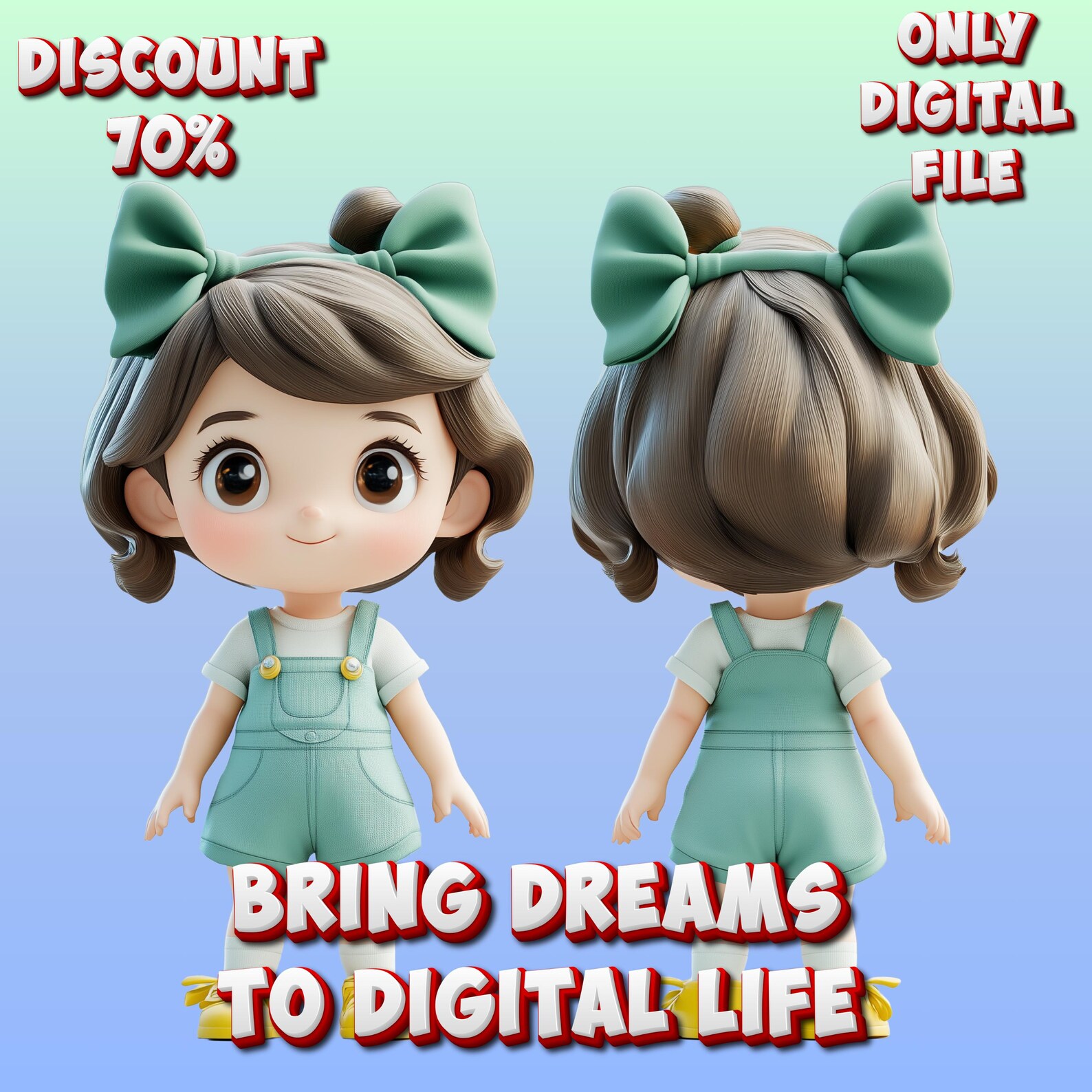 Custom 3D Cute Character Model – Anime Style for Vroid, Avatar, Game ...