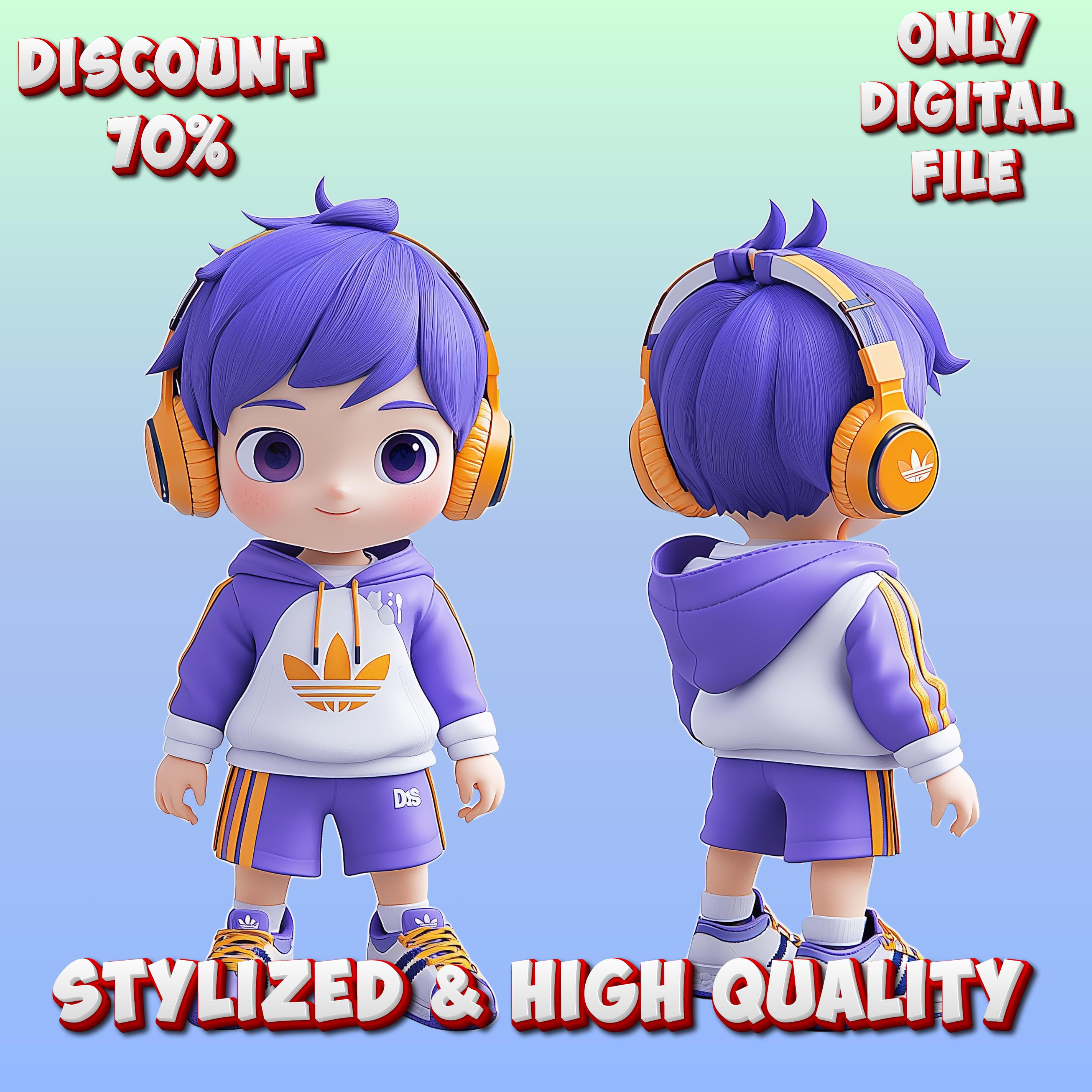 Custom 3D Cute Character Model – Anime Style for Vroid, Avatar, Game ...