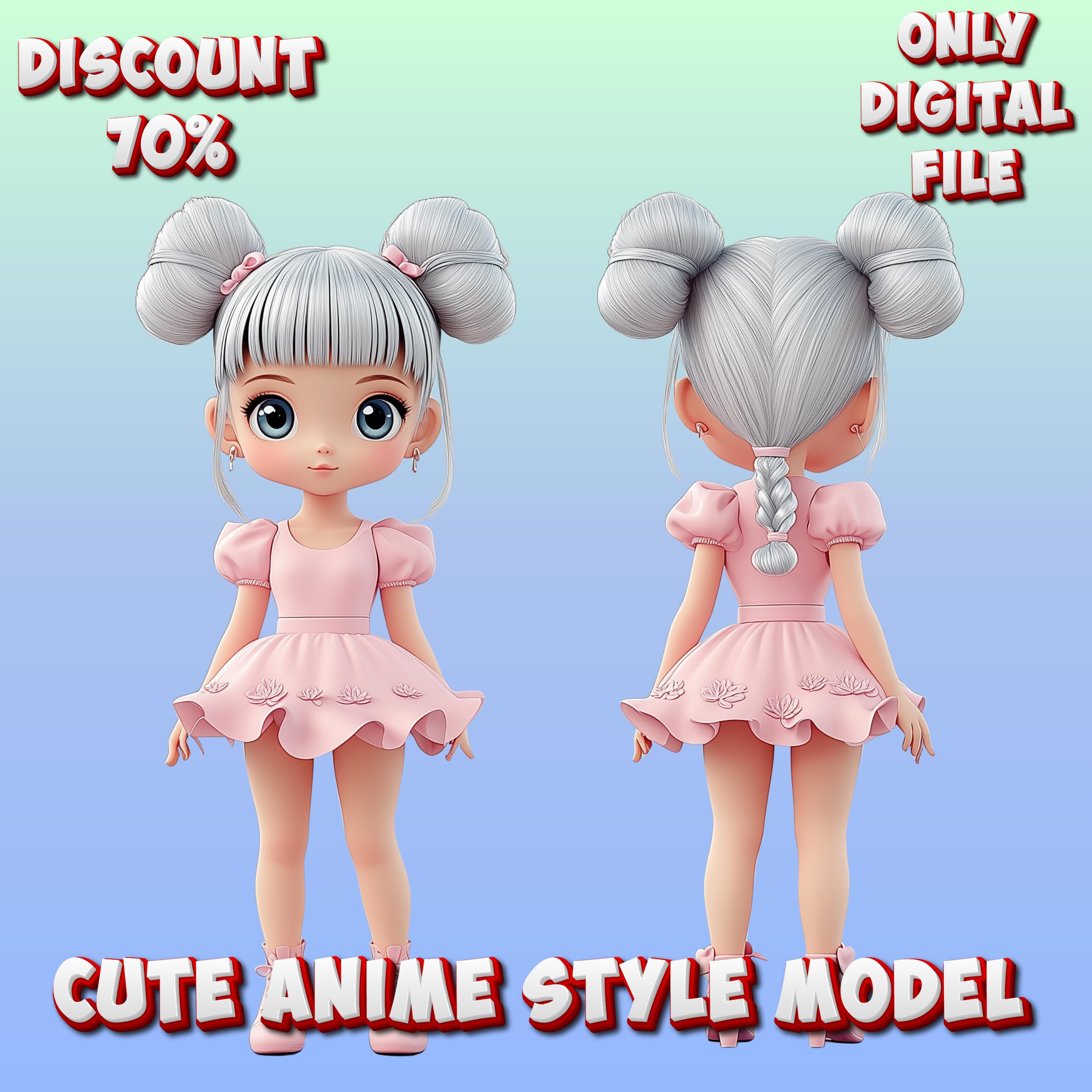 Custom 3D Cute Character Model – Anime Style for Vroid, Avatar, Game ...