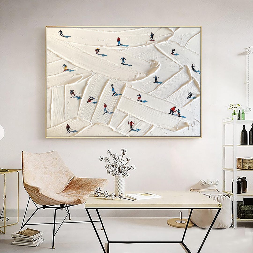 3D Texture Ski Sport Painting on Canvas Custom Painting Texture Wall ...