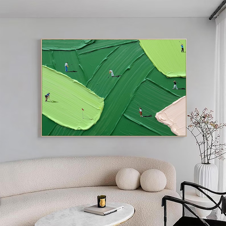 3D Green Golf Course Painting: Abstract Textured Wall Art - Etsy