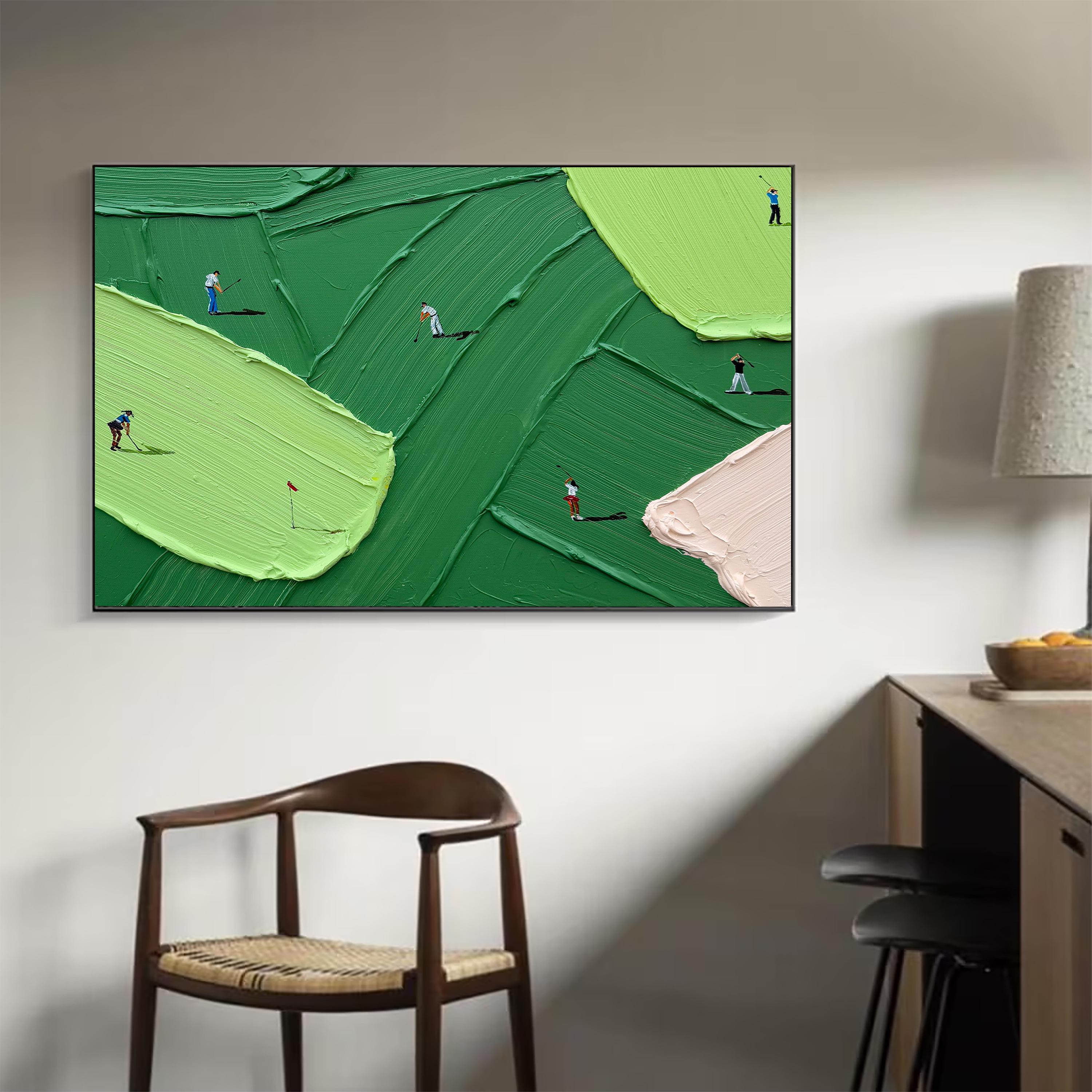 3D Green Golf Course Painting: Abstract Textured Wall Art - Etsy