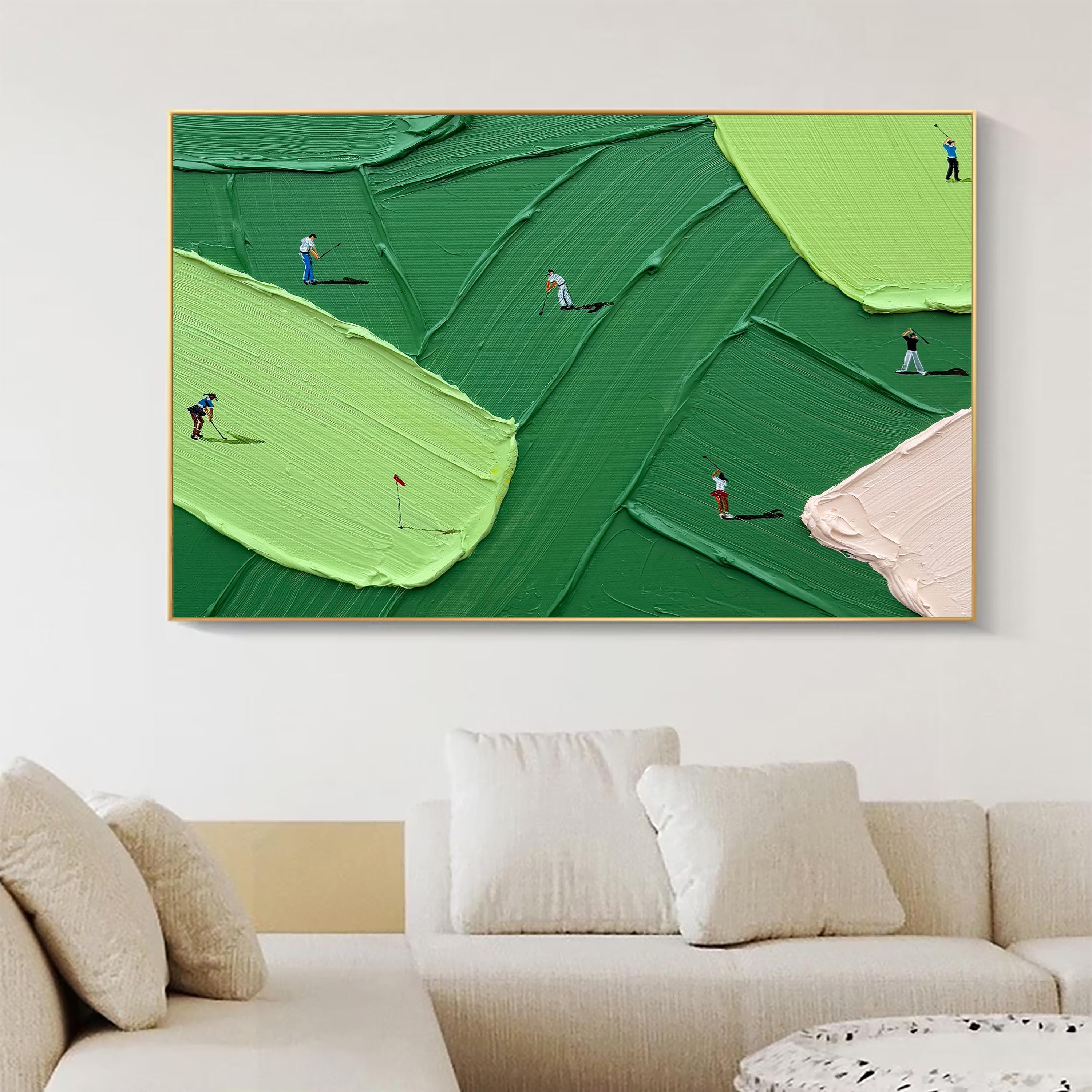 3D Green Golf Course Painting: Abstract Textured Wall Art - Etsy