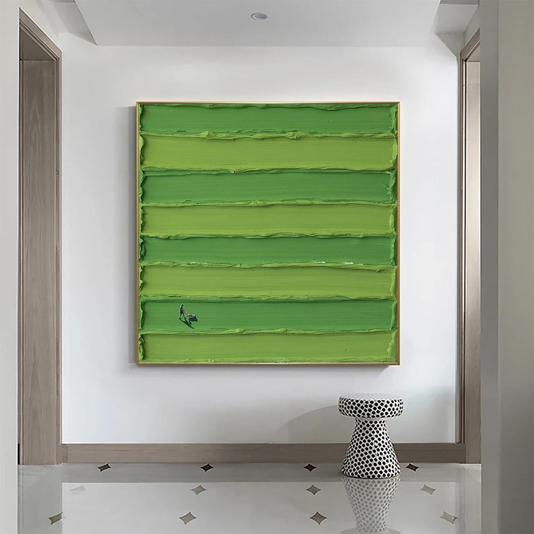 3D Green Abstract Painting Green Golf Course Wall Art Green Textured ...