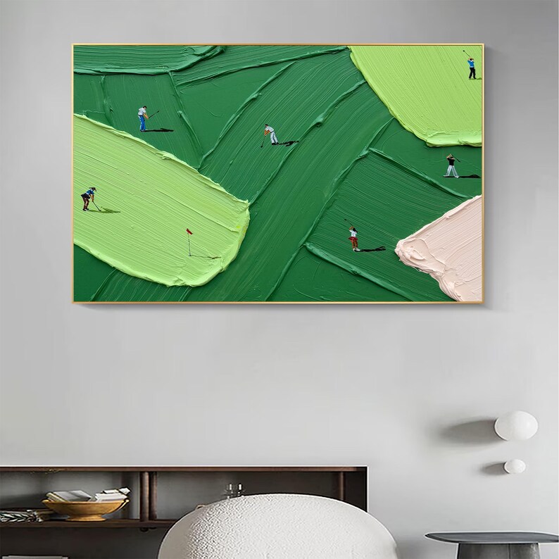 3D Green Golf Course Painting: Abstract Textured Wall Art - Etsy