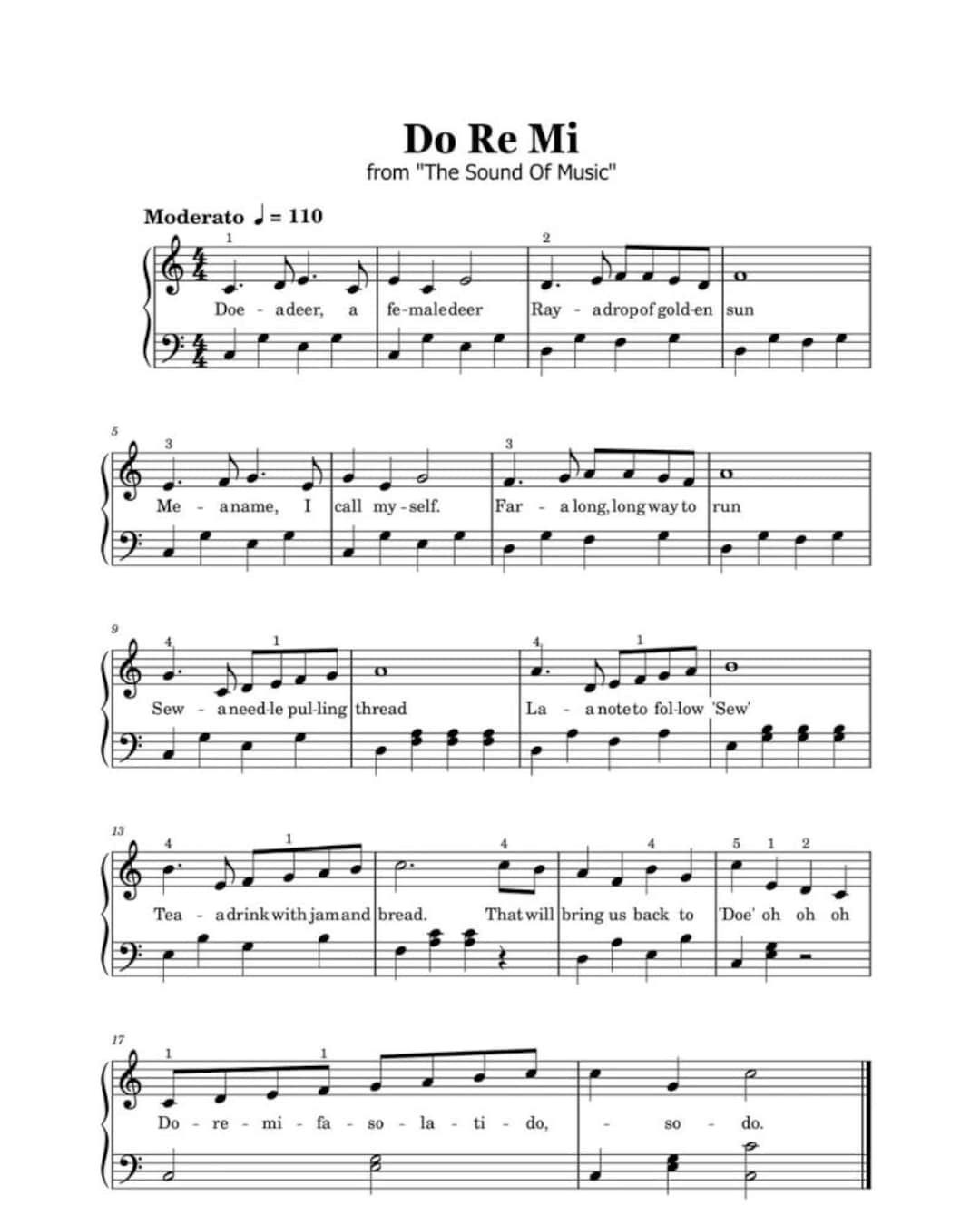 Do Re Mi - (easy Piano Solo ) | Piano Sheet Music - Digital Download ...