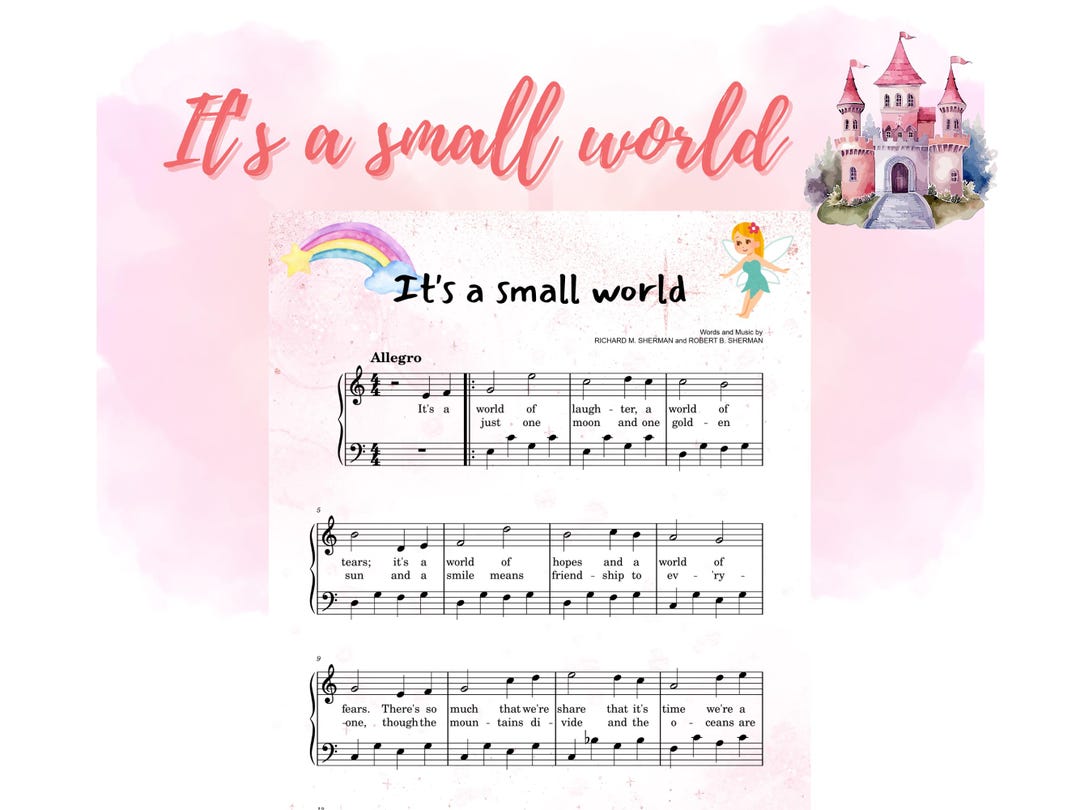It’s a Small World Piano Sheet Music: Easy Disney Piano Solo (digital ...