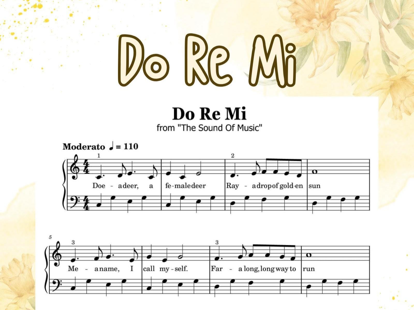 Do Re Mi Easy Piano Sheet Music | Kids Beginner Songs (printable PDF ...