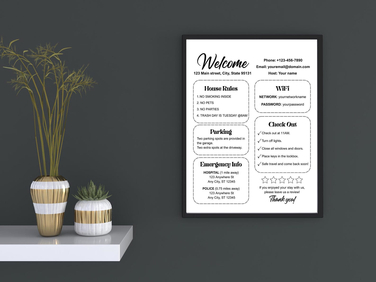 Airbnb Welcome Sign Template: House Rules, Wifi (canva Editable ...