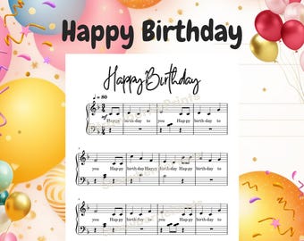 Happy Birthday to You Easy Piano Sheet Music (digital Download), Kids ...
