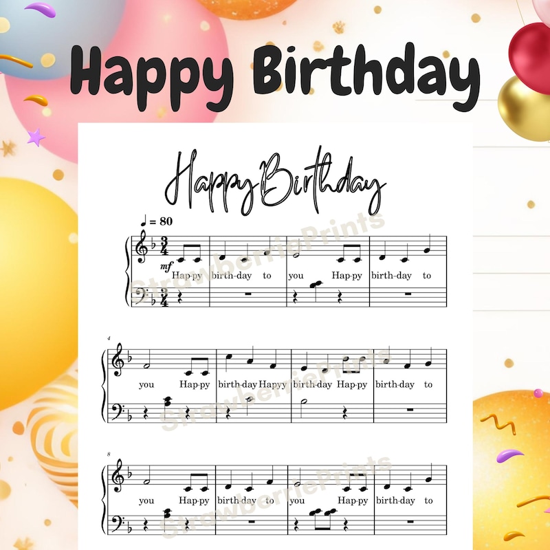 Piano Happy Birthday Song - Etsy