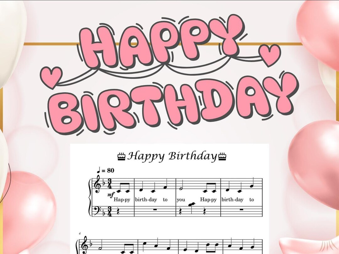 BEGINNER Happy Birthday - Easy Piano Sheet Music | Printable PDF | Kids ...