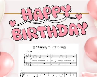 Happy Birthday to You Easy Piano Sheet Music, Digital Downloadable ...