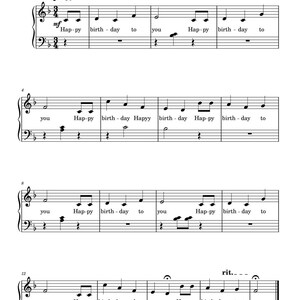 Happy Birthday - (easy Piano Solo)| Piano Sheet Music - Digital ...
