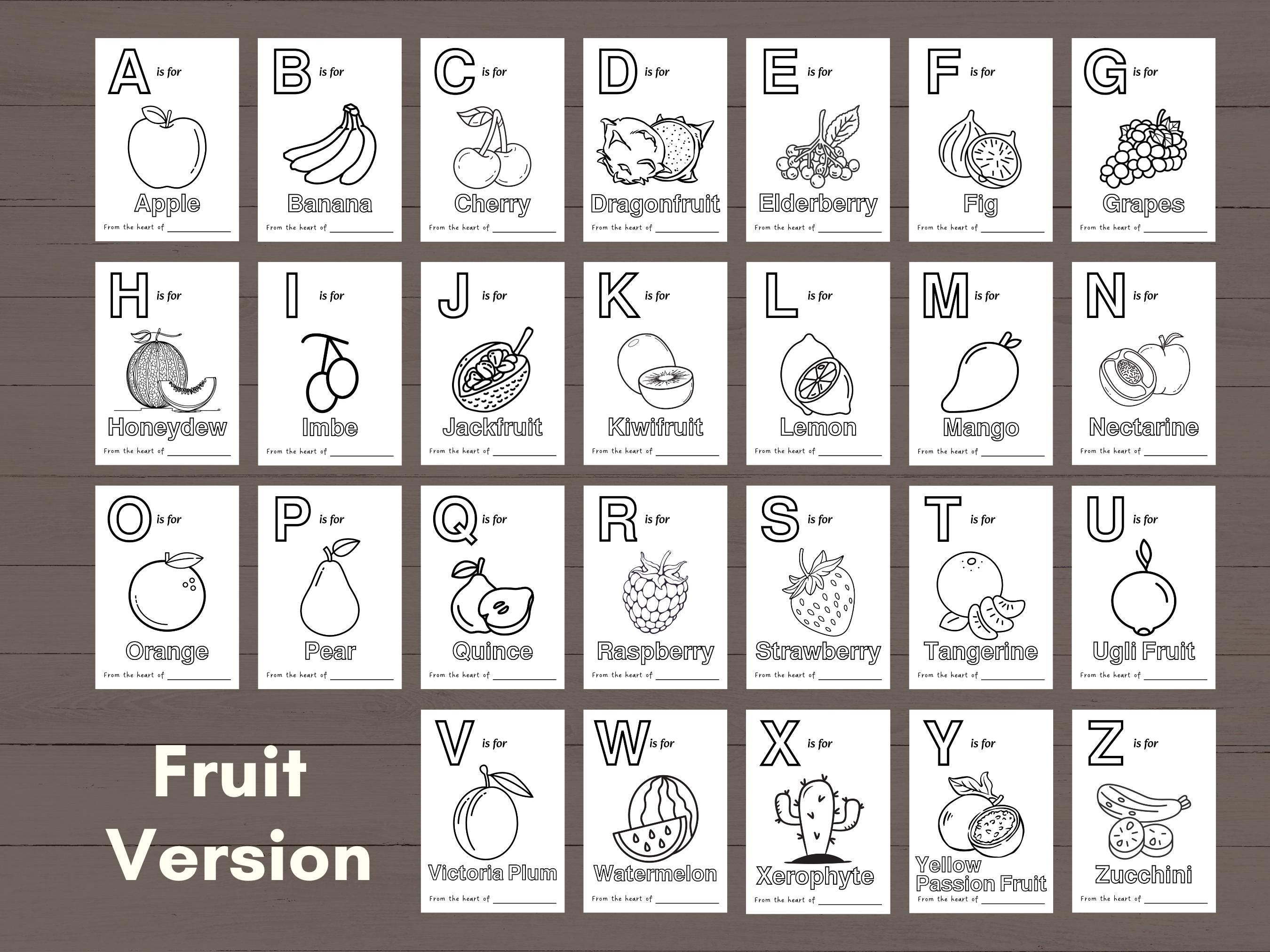 Alphabet Coloring Pages | Animal and Fruit Versions Alphabet Coloring ...